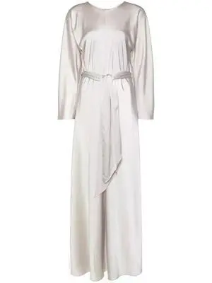 FORTE_FORTE Belted Satin Maxi Dress