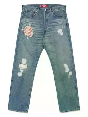 Junya Watanabe Patchwork Distressed Straight-leg Jeans
