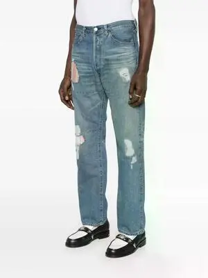 Junya Watanabe Patchwork Distressed Straight-leg Jeans