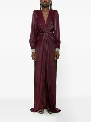 NISSA Twist Detail Chiffon Maxi Dress