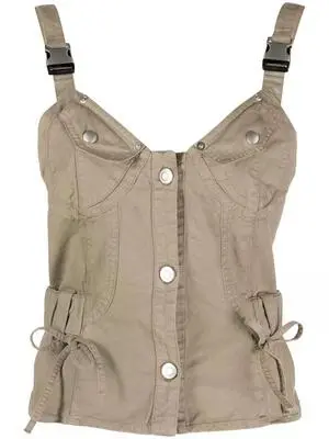 Coperni Buckle-embellished Corset Top - Green