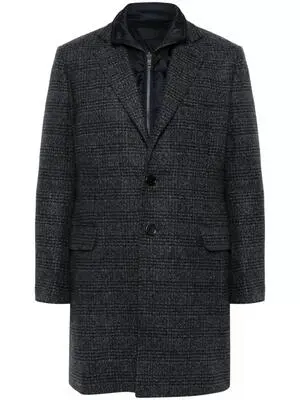 FAY Tartan-check Double Coat - Blue