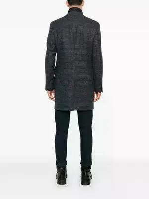 FAY Tartan-check Double Coat - Blue