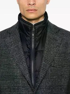 FAY Tartan-check Double Coat - Blue
