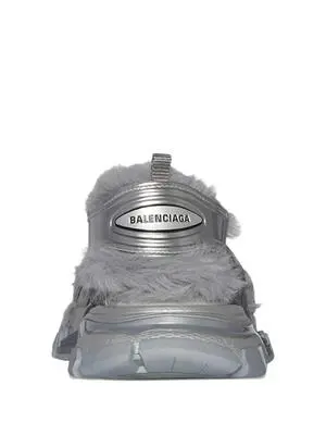 Balenciaga Track Flat Sandals - Silver