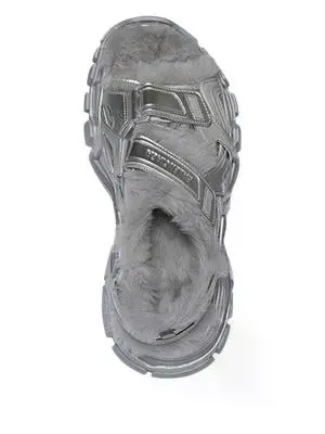 Balenciaga Track Flat Sandals - Silver