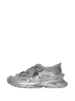 Balenciaga Track Flat Sandals - Silver