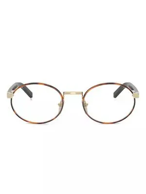 Prada Tortoiseshell-effect Oval-frame Glasses - Brown