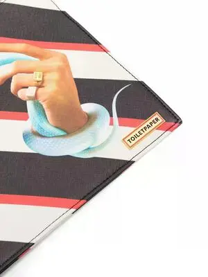 SELETTI Striped Graphic-print Clutch Bag - Black