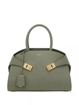 FERRAGAMO Medium Hug Leather Tote Bag - Grey