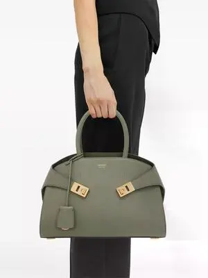 FERRAGAMO Medium Hug Leather Tote Bag - Grey