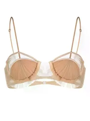 NENSI DOJAKA Panelled Semi-sheer Bra - Neutrals