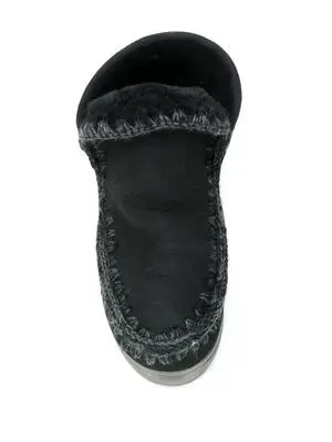 Mou Crochet Stitch-trim Sneaker Boots - Black