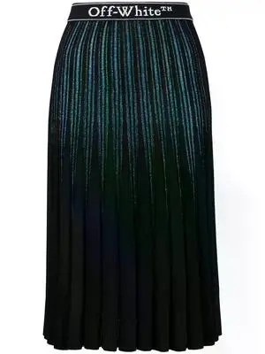 Off-White Glitter-stripe Pleated Skirt