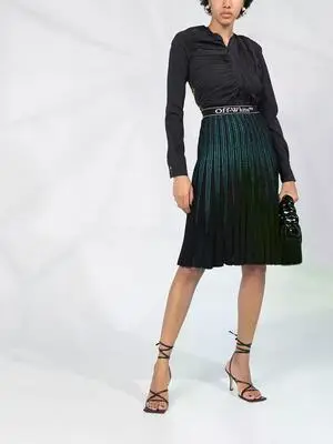 Off-White Glitter-stripe Pleated Skirt