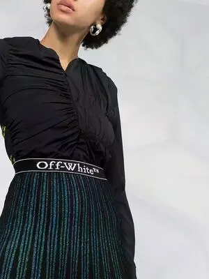 Off-White Glitter-stripe Pleated Skirt