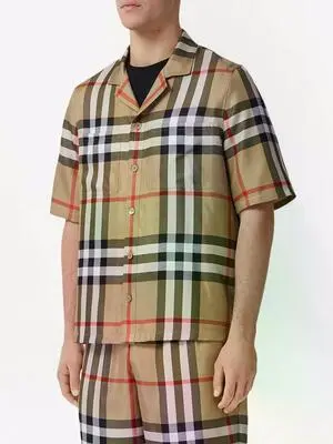 Burberry Short-sleeve Check Silk Shirt