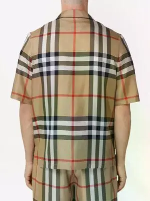Burberry Short-sleeve Check Silk Shirt