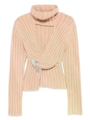 AREA Twisted Roll-neck Sweater - Neutrals
