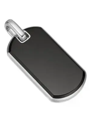 David Yurman Sterling Chevron Onyx Stone Tag