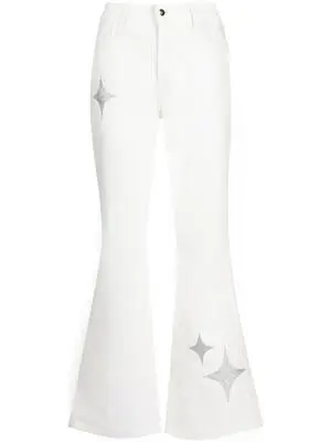 MADISON MAISON Star-print High-rise Flared Jeans - White
