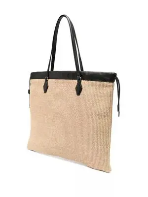 JIMMY CHOO Large Woven Raffia Tote Bag With Leather Trim