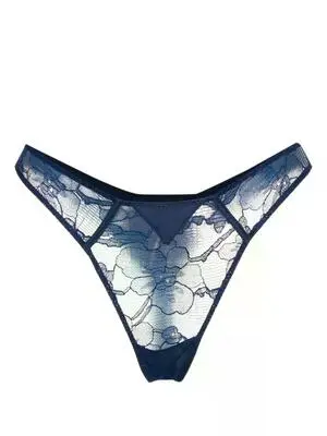 FLEUR DU MAL Magnolia Lace Thong - Blue
