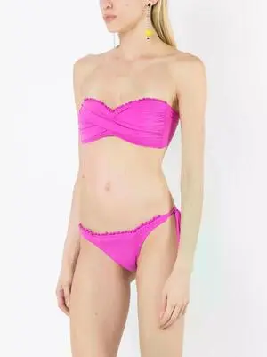 AMIR SLAMA Beaded-trim Bandeau Bikini