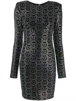 Philipp Plein Sequin-embellished Monogram Mini Dress