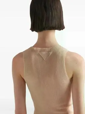 Prada Cotton Ribbed Tank Top - Neutrals