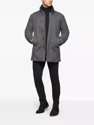 NORWEGIAN WOOL Virgin Wool-cashmere Blend Herringbone Coat