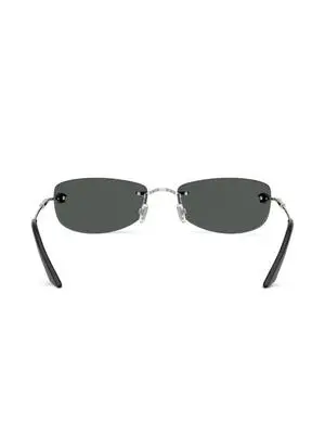 Versace Rimless Rectangle Frame Sunglasses - Silver
