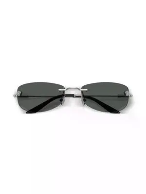 Versace Rimless Rectangle Frame Sunglasses - Silver
