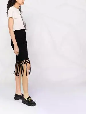 Pinko Macramé Fringed Skirt