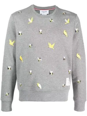 Thom Browne Embroidered Bird And Bee Motif Sweatshirt