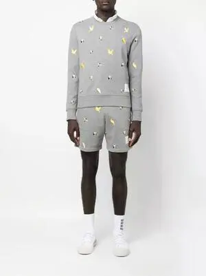 Thom Browne Embroidered Bird And Bee Motif Sweatshirt