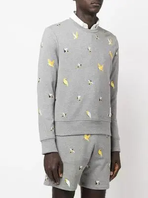 Thom Browne Embroidered Bird And Bee Motif Sweatshirt