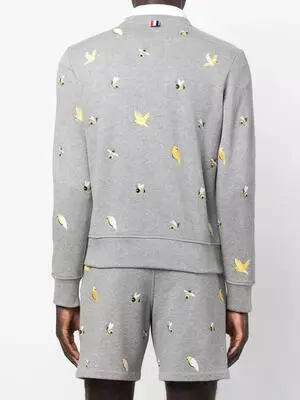 Thom Browne Embroidered Bird And Bee Motif Sweatshirt
