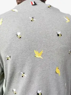 Thom Browne Embroidered Bird And Bee Motif Sweatshirt