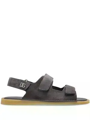 Dolce & Gabbana Touch-strap Leather Sandals - Grey