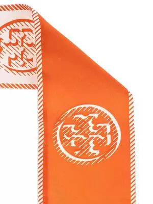 Tory Burch Printed Silk Neck Scarf - Orange