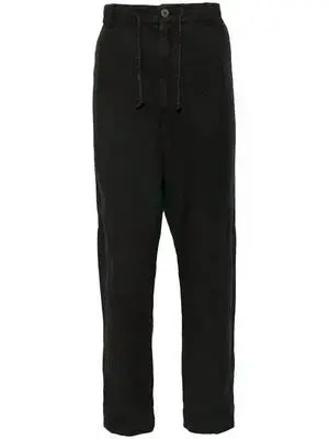 POÈME BOHÉMIEN Linen Straight Trousers - Grey
