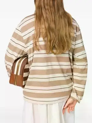 Miu Miu Striped Cotton Jersey Polo Shirt