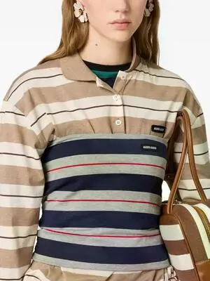 Miu Miu Striped Cotton Jersey Polo Shirt