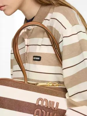 Miu Miu Striped Cotton Jersey Polo Shirt