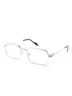 Cartier Polished Rectangle-frame Glasses - Silver