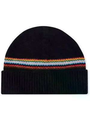Paul Smith Artist Stripe Beanie - Blue