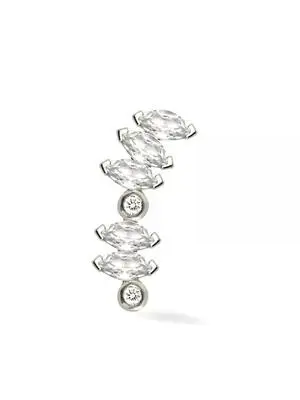 LARK & BERRY 14kt White Gold Sapphire And Diamond Single Stud Earring - Silver