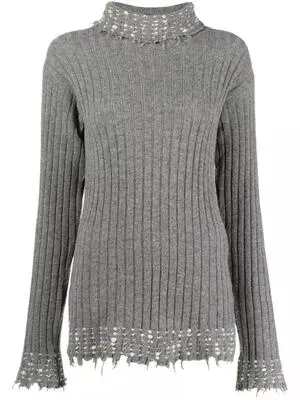 Marni Raw-cut Edge High-neck Knitted Jumper