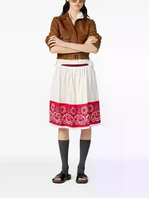 Miu Miu Slubbed Poplin Skirt With Bandana Print